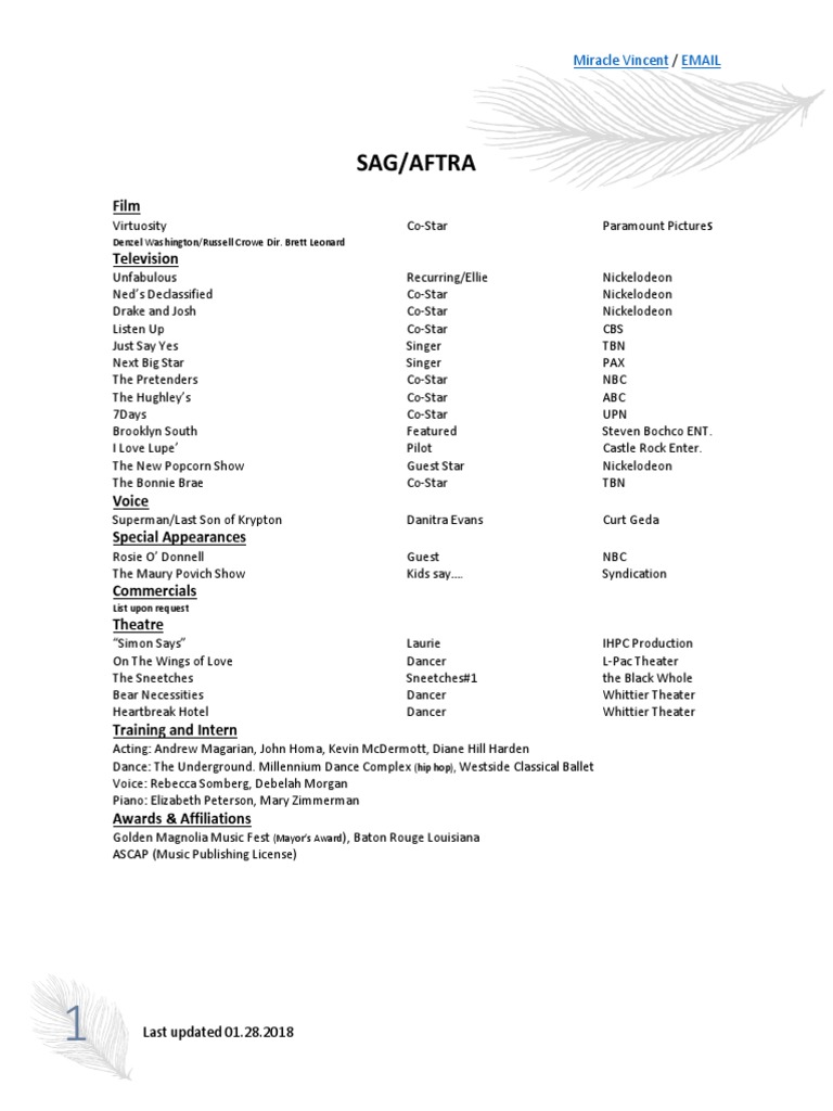 Miracle Vincent - Weebly Resume | PDF | American Television Networks ...