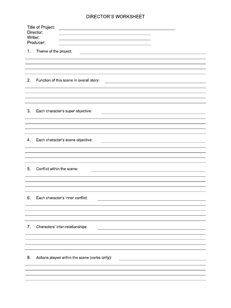 Directors Worksheet | PDF