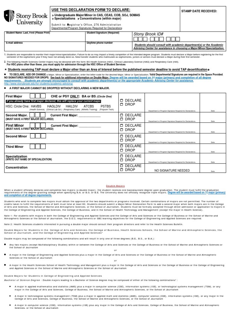 Major Minor Declaration Form 11.06.17 | PDF | Bachelor's Degree ...