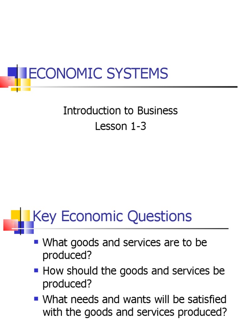 Economic Systems: Introduction To Business Lesson 1-3 | PDF | Economic ...