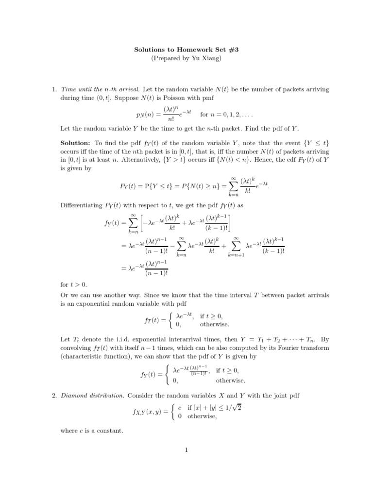 Hw3sol 21015 PDF | PDF | Probability Density Function | Mathematical Analysis