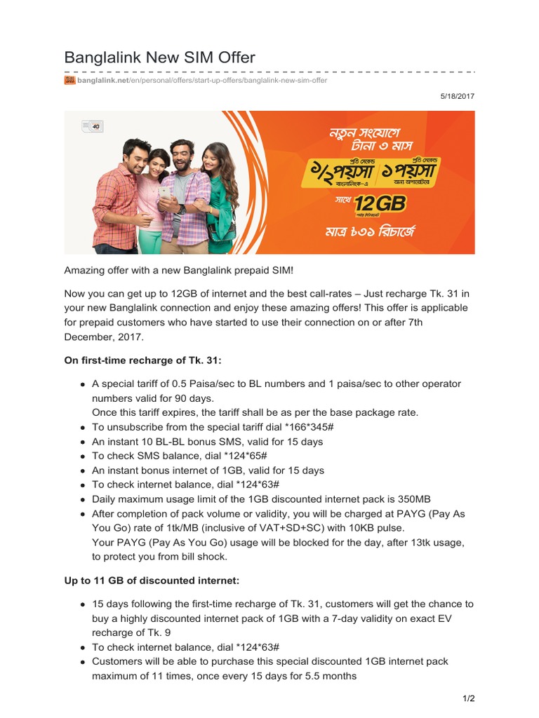 Banglalink New SIM Offer | PDF | Telecommunications | Computing And ...