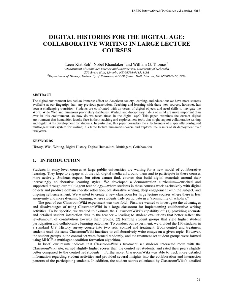 Digital Histories For The Digital Age: Collaborative Writing in Large ...