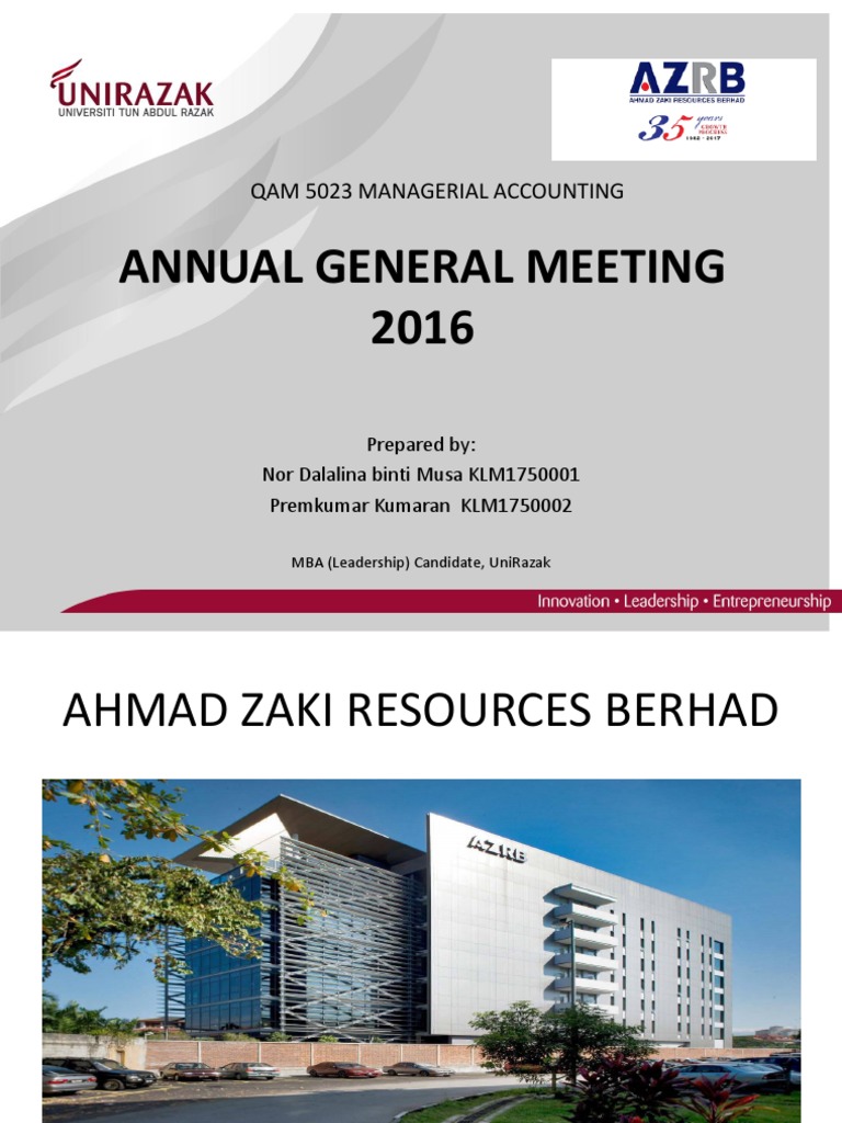 Mock AGM Ahmad Zaki Resources Berhad Nor Dalalina & Premkumar (1034 ...