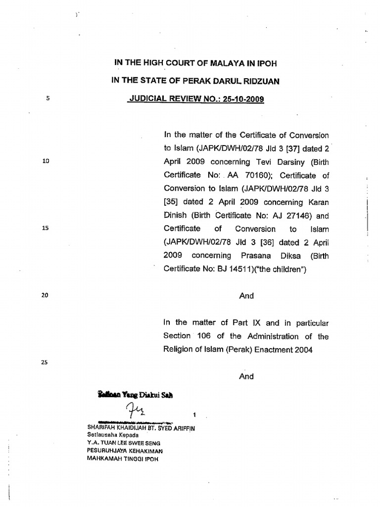 Indira Gandhi's Case - Ipoh High Court Judgement - Justice Lee Swee ...