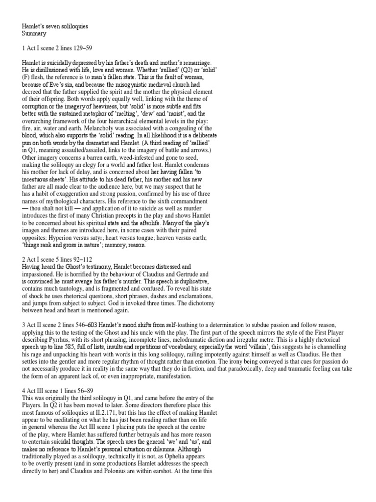 Analysis of Hamlet's Seven Soliloquies | PDF | Hamlet | Conscience
