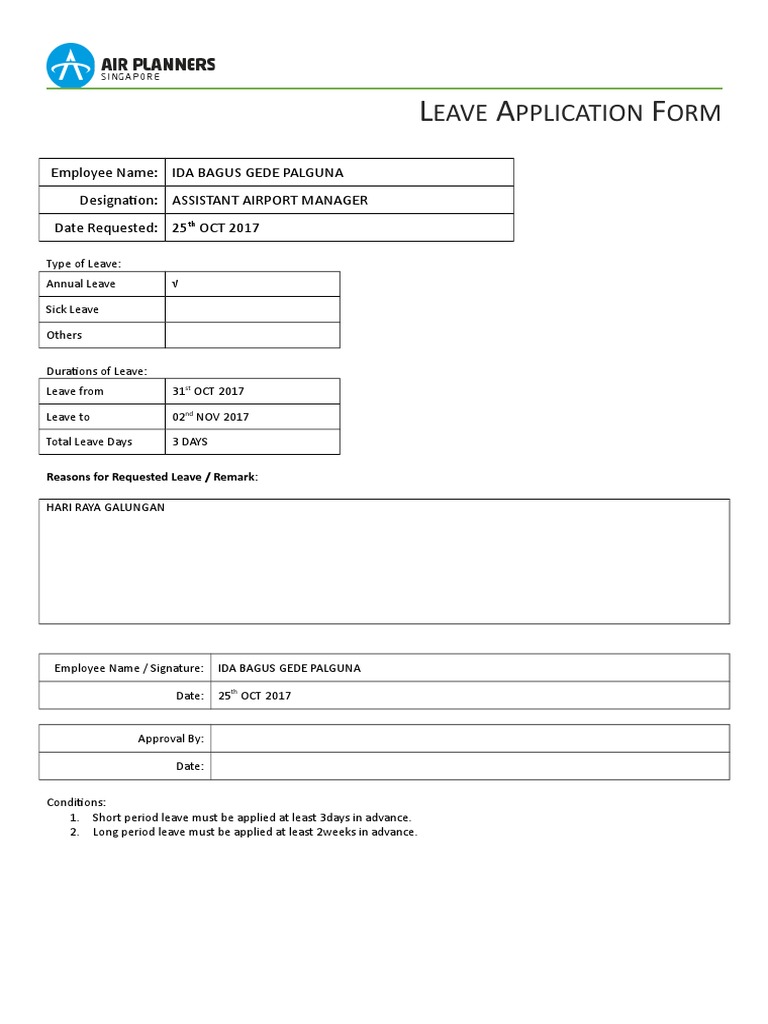 APD Leave Application Form | PDF | Working Time | Employee Benefits