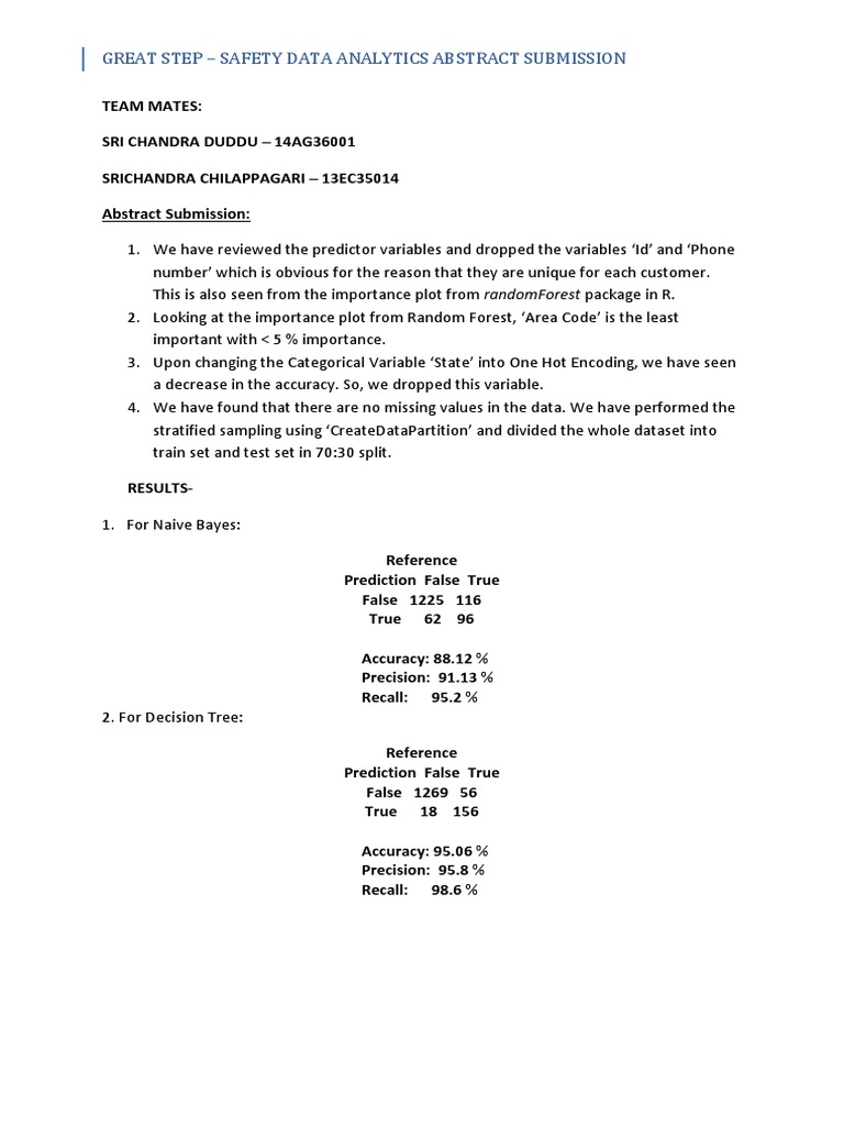 Safety Data Analytics Model Results | PDF | Support Vector Machine ...
