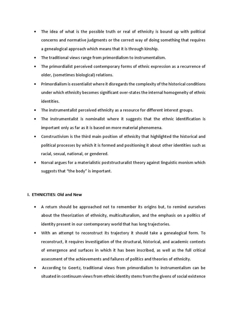 Theorizing Ethnicity: From Primordialism to Poststructuralism | PDF ...