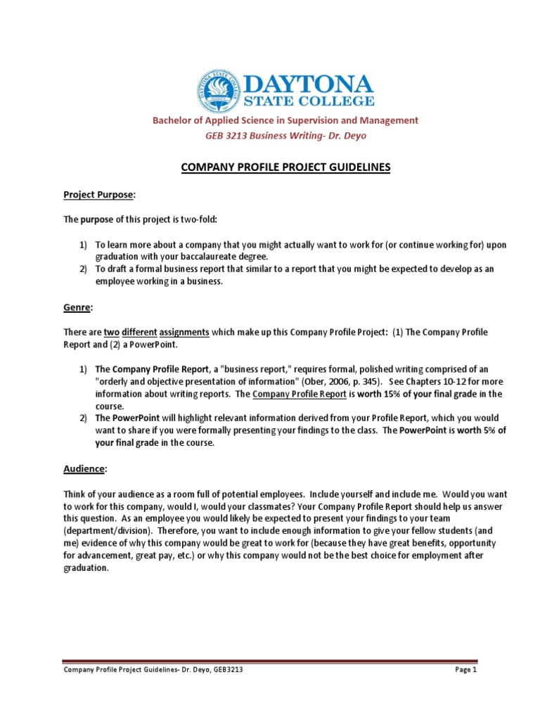 Company Profile Project | PDF | Citation | Employment