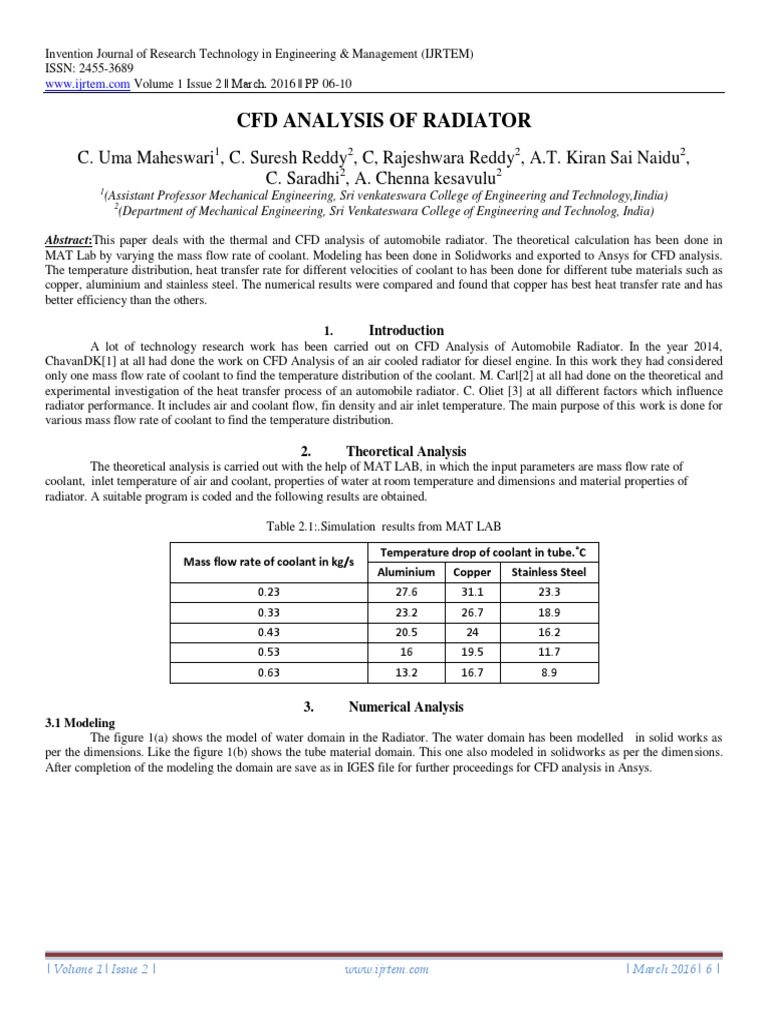 CFD Analysis of Radiator | PDF | Radiator | Fluid Dynamics