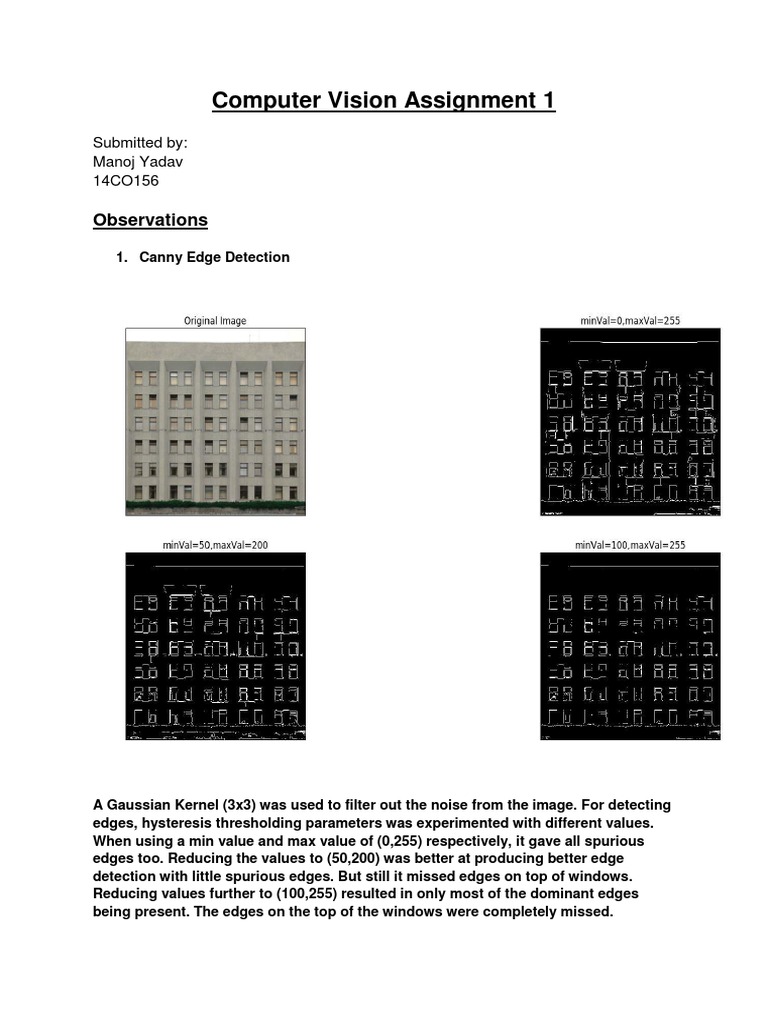 Computer Vision Assignment 1: Observations | PDF