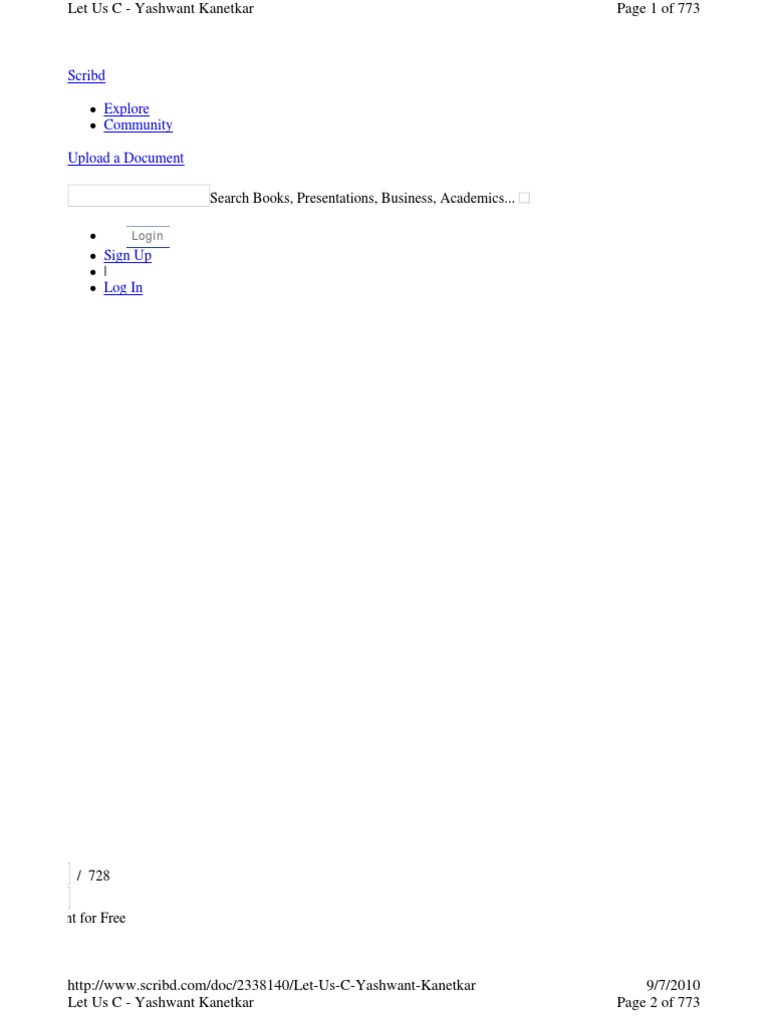 Let Us C Yashwant Kanetkar Notes | PDF | Login | Web 2.0