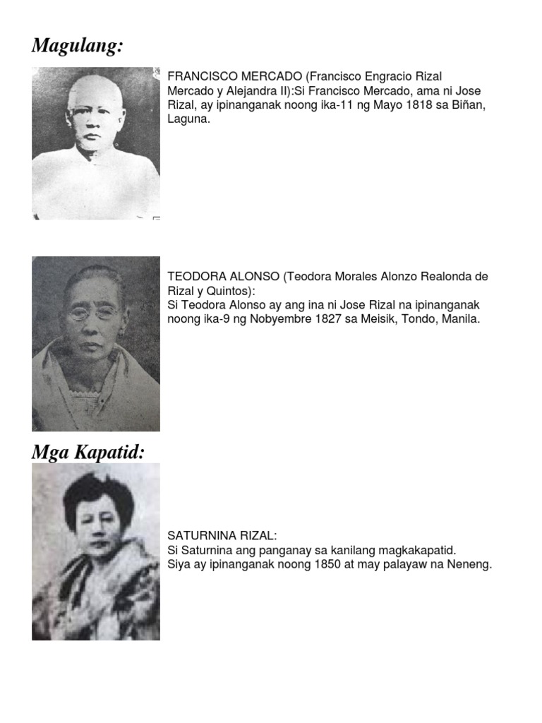 Pamilya Ni Rizal | PDF