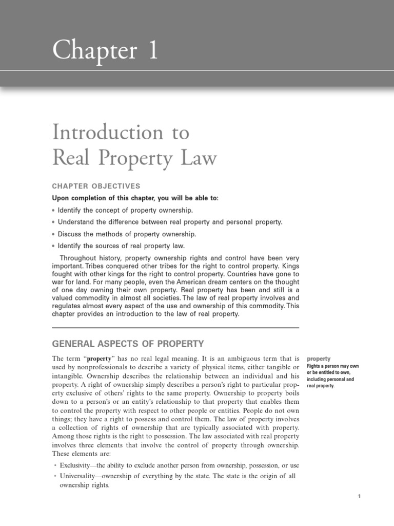 Introduction to Real Property Law | PDF | Fee Simple | Adverse Possession