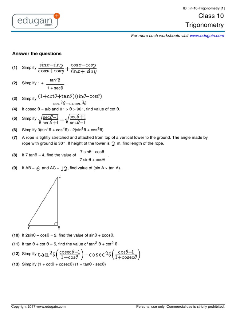 Grade 10 Trigonometry In | Trigonometric Functions | Sine