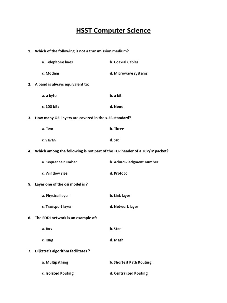 HSST Cs | PDF | Central Processing Unit | Osi Model