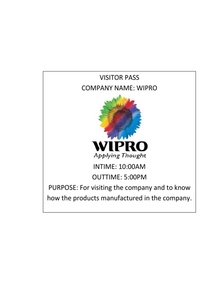 Wipro Visitor Pass Information | PDF