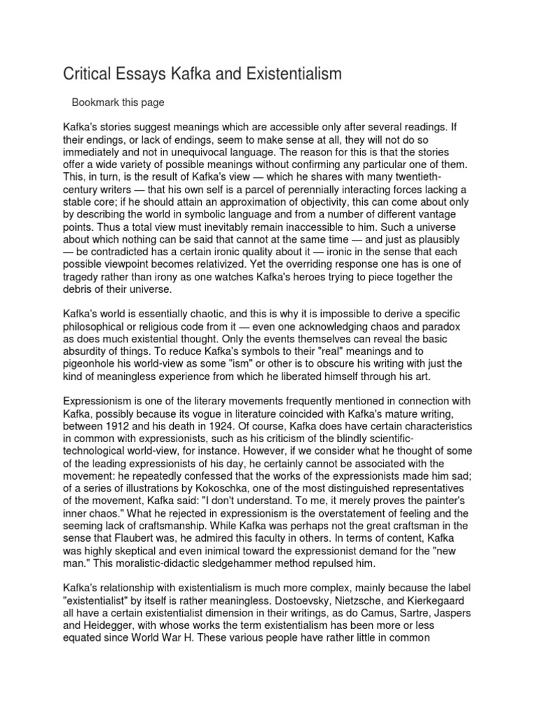 Kafka and Existentialism: An Analysis of Themes of Absurdity ...