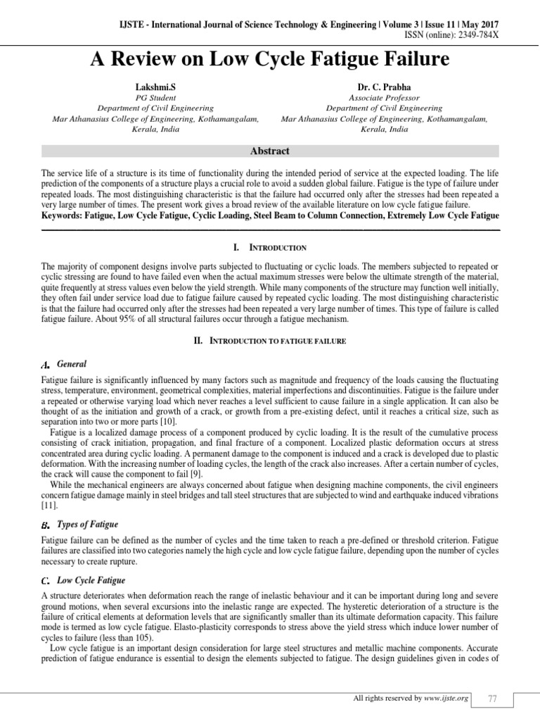A Review On Low Cycle Fatigue Failure | PDF | Fatigue (Material) | Fracture
