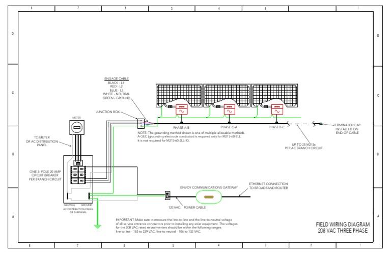 Enphase 208V Three Phase Wiring Diagram | PDF | Power (Physics ...