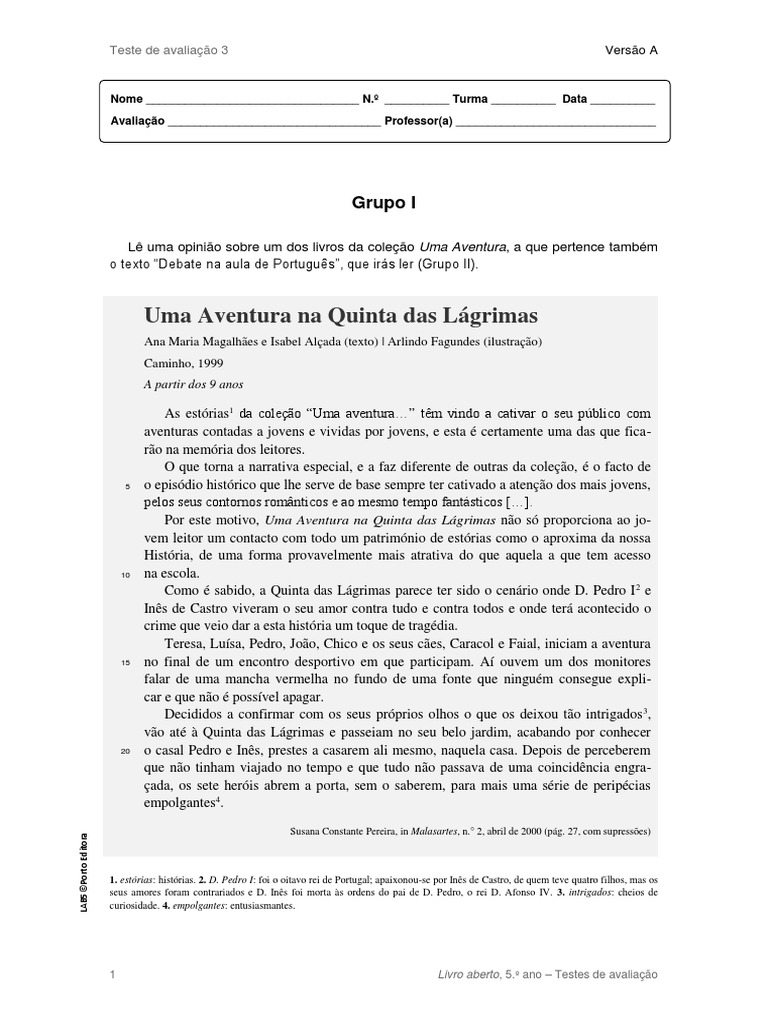 Lab5 Teste Aval 3a | PDF | Portugal | Idiomas