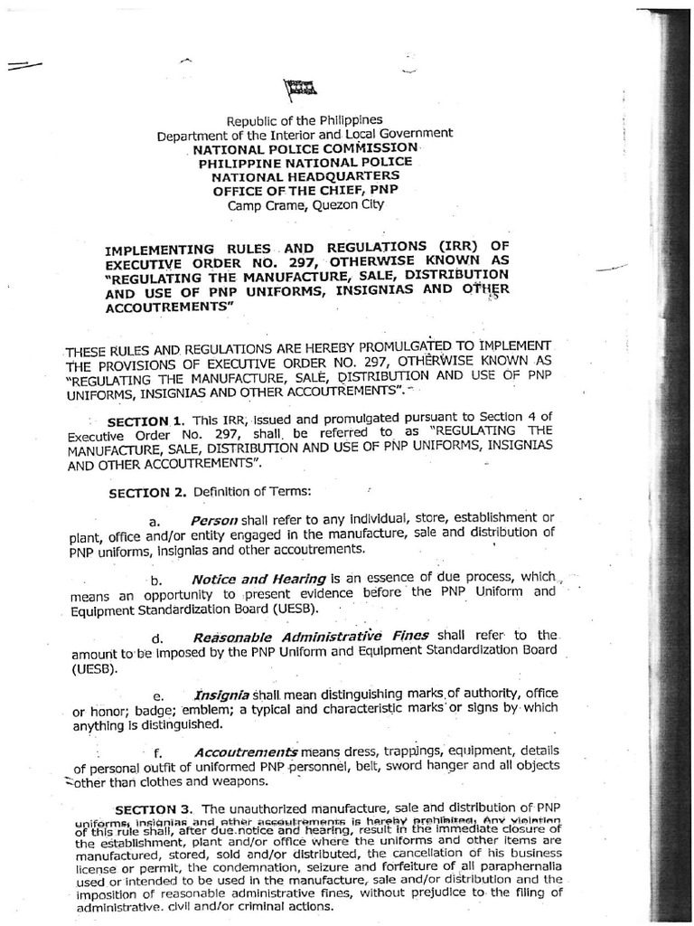 Eo 297 Manufacture Of Uniforms Pdf