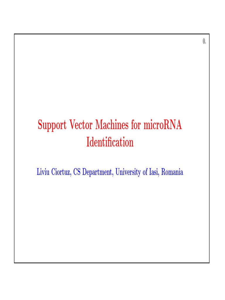 Support Vector Machines For microRNA Identification | PDF | Rna ...