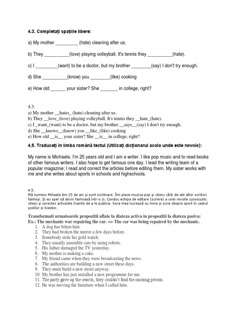 Exercitii Gramatica Engleza | PDF | Languages