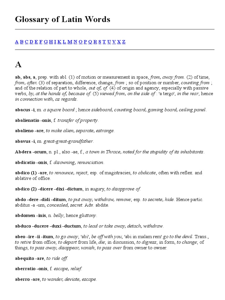 Glossary of Latin Words | PDF | Aeneas | Adultery