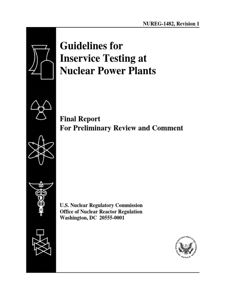 NUREG-1482 Guidelines For In-Service Testing at NPPs PDF | PDF ...