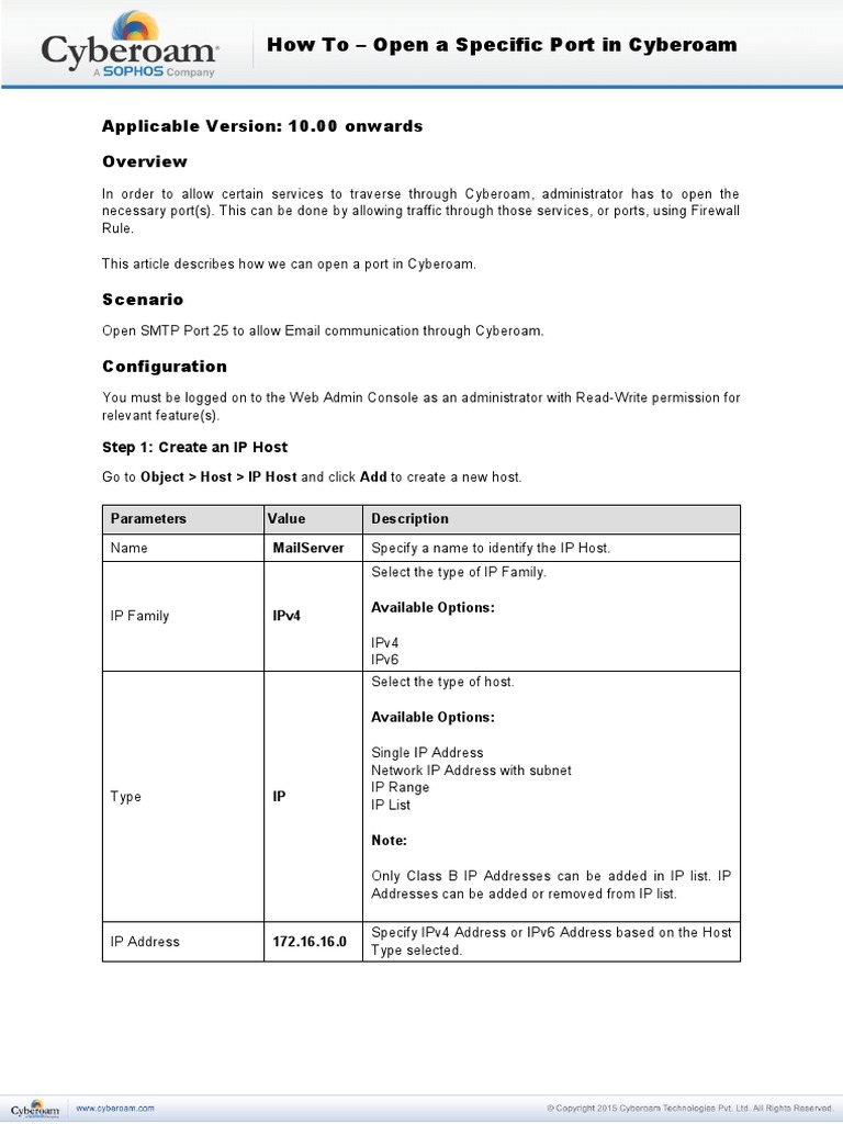 How To - Open A Specific Port in Cyberoam | PDF | Ip Address | Port ...