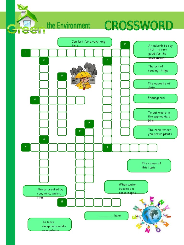 Environmentcrossword Crosswords Fun Activities Games Warmers Coolers Wo ...