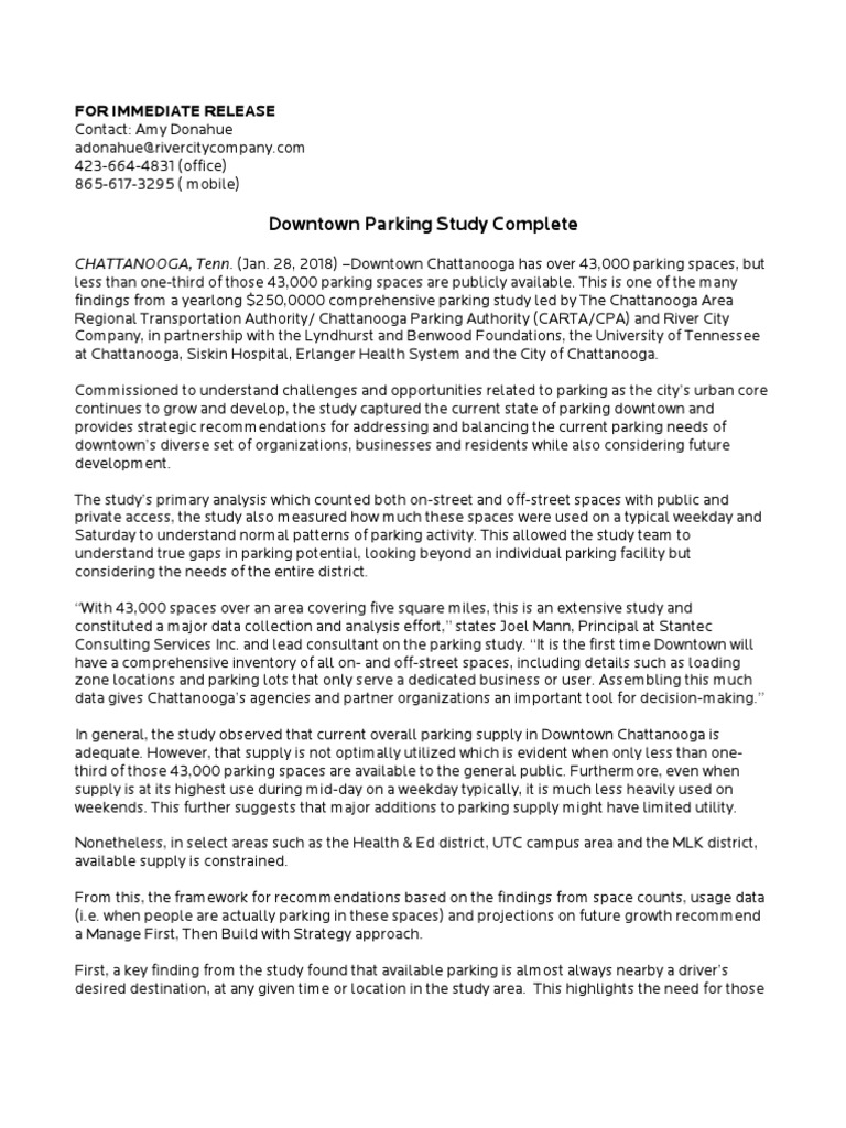 Downtown Chattanooga Parking Study Findings | PDF | Chattanooga ...