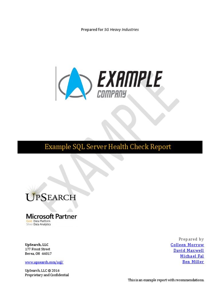 Example Health Check Report | PDF | Database Index | Microsoft Sql Server