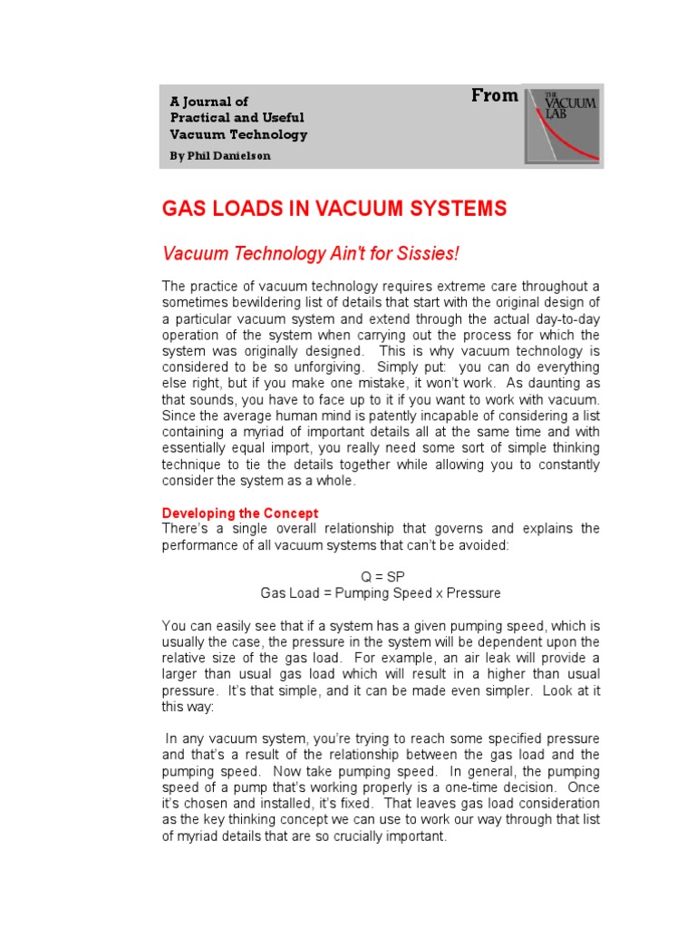 Gas Loads in Vacuum Systems | PDF | Vacuum | Gases