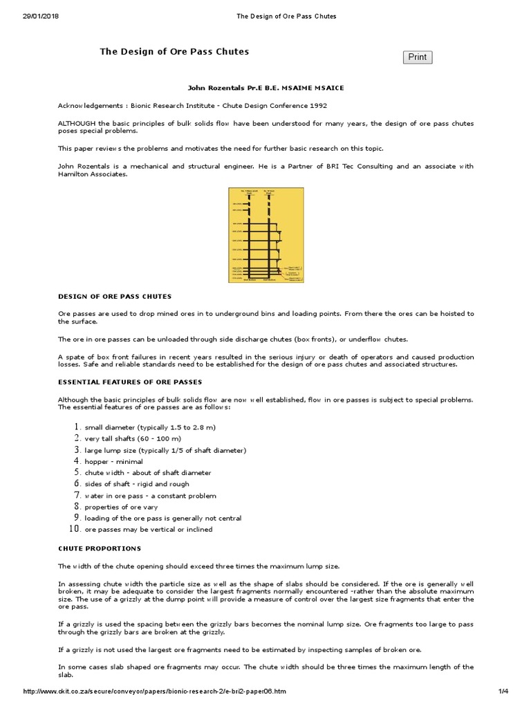 The Design of Ore Pass Chutes | PDF | Pressure | Friction