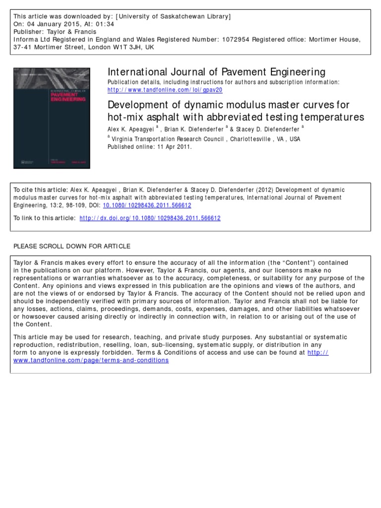 International Journal of Pavement Engineering | PDF | Viscoelasticity ...