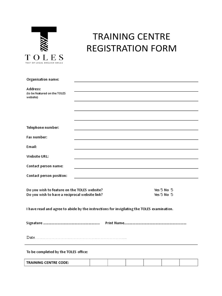 Training Centre Registration Form | PDF