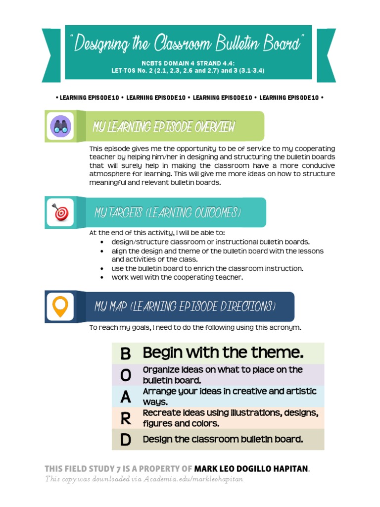 Episode 10 Designing The Classroom Bulletin | PDF | Classroom | Field ...