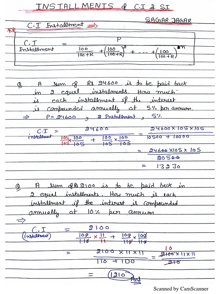 Installment of C.I & S.I Notes Si Ci Notes | PDF