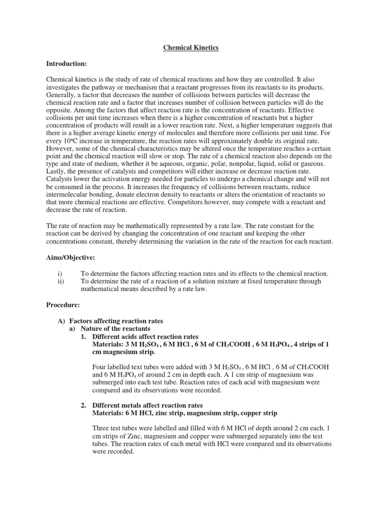 Lab Report 7 | PDF | Reaction Rate | Chemical Kinetics