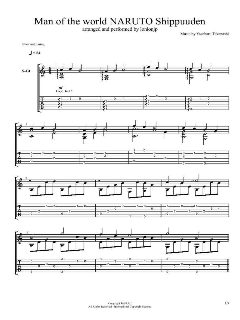 Man of The World NARUTO Shippuuden: Arranged and Performed by Lonlonjp ...