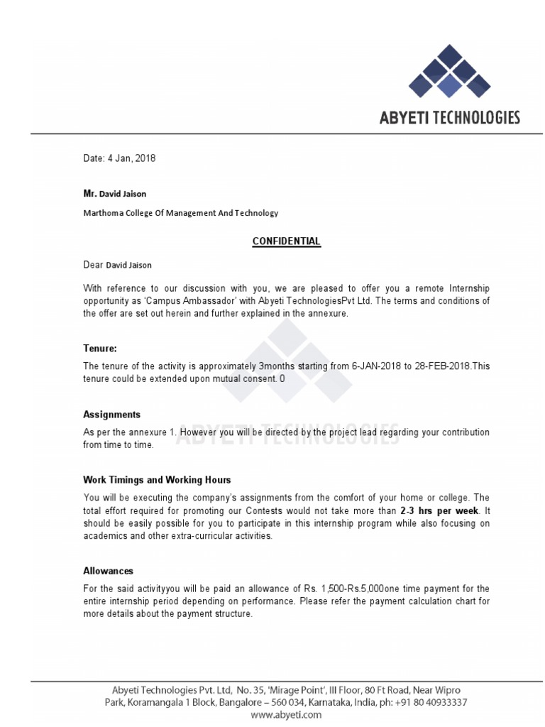 Offer Letter 1 | PDF | Trade Secret | Identity Document