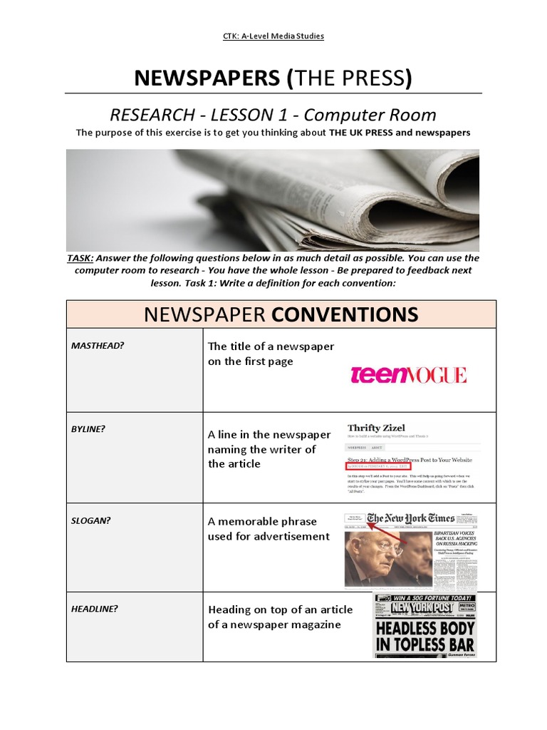 UK Newspapers: A-Level Media Studies Guide | PDF | Newspapers | The Times