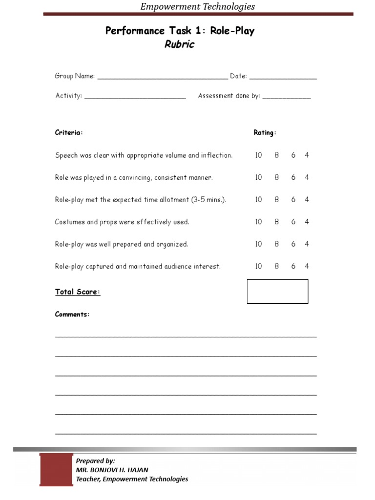 Role Play Rubric | PDF