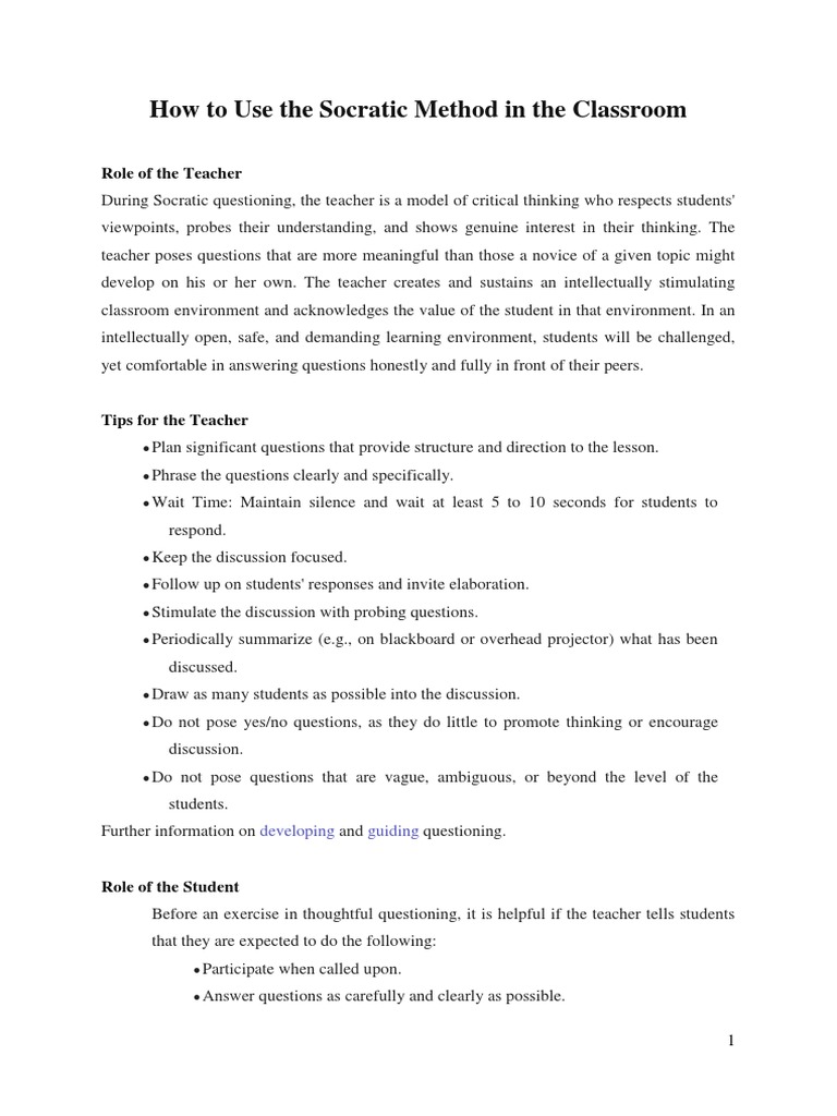 How To Use The Socratic Method in The Classroom | PDF | Cognitive ...