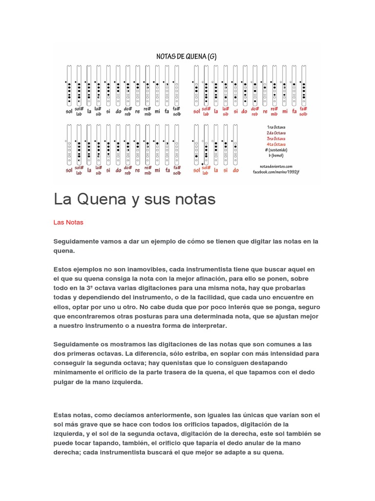 La Quena y Sus Notas | Clave | Acorde (Música) | Prueba gratuita de 30 ...