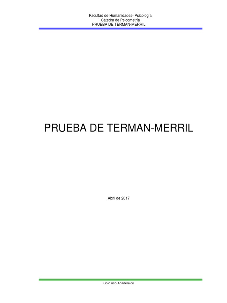 Test de Terman-Merril | PDF | Cociente de inteligencia | Validez ...