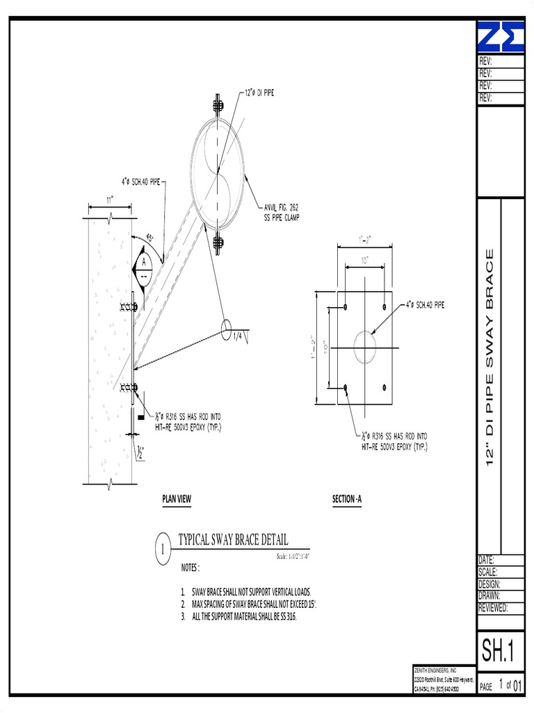 Typical Sway Brace Detail 1: Plan View Section - A | PDF